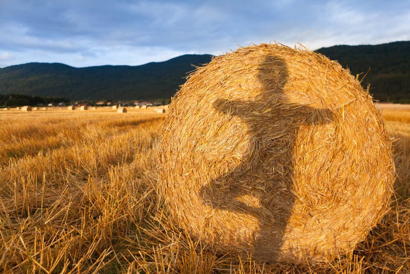 Young Woman Meditating on Haystack Stock Image - Image of female, girl ...
