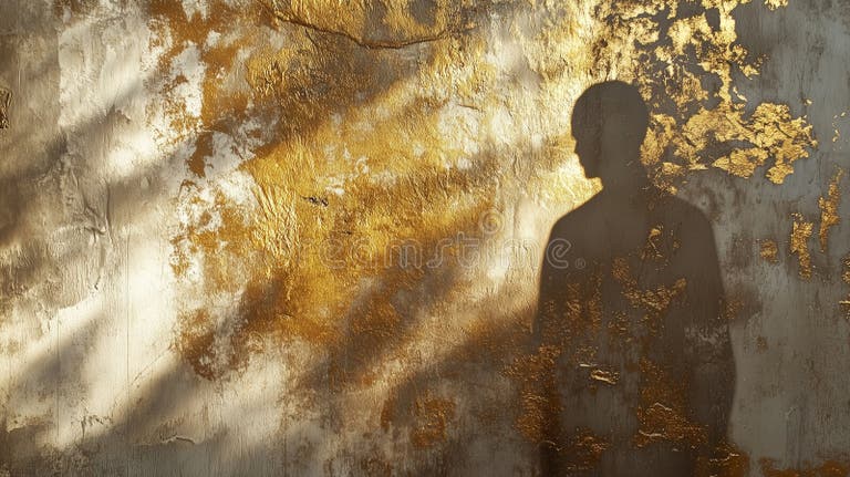 The Shadow of Golden Time Reflected on the Lush Plaster Stock Photo ...