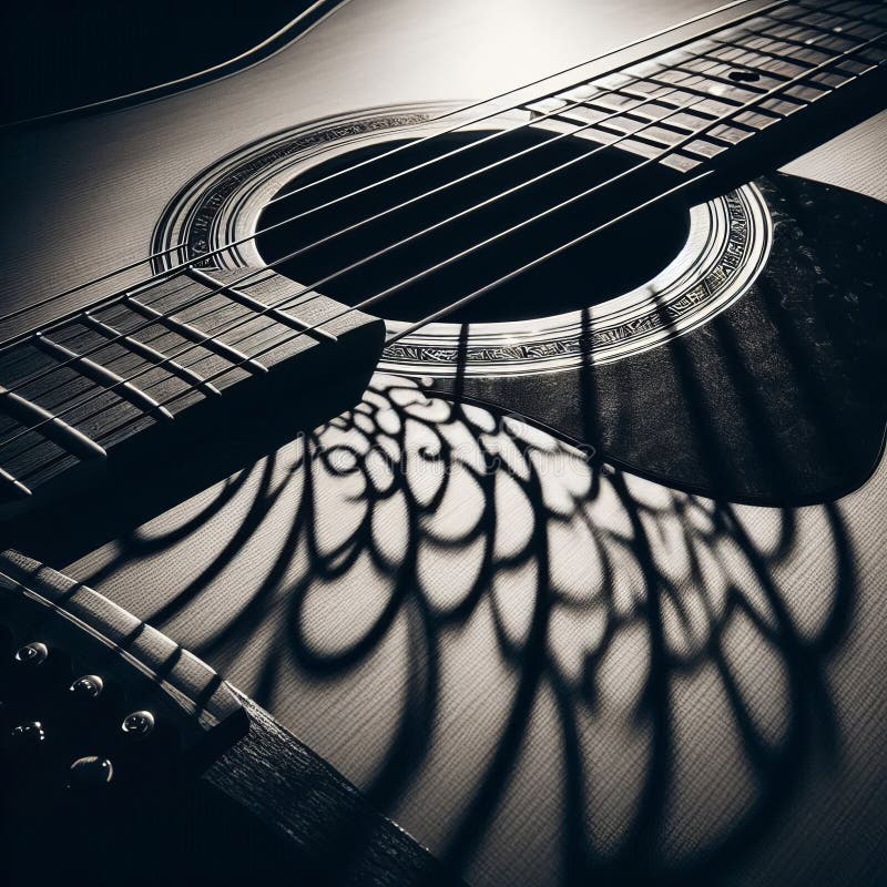 Shadow on the Guitar Capture the Intricate Shadow Patterns on a Stock ...