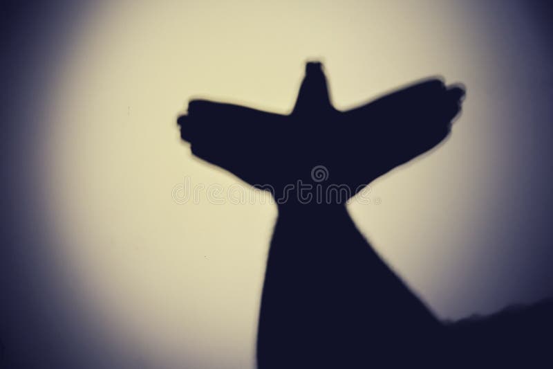 Shadow of a Hand from the Night Light of a Flashlight on a White Wall ...