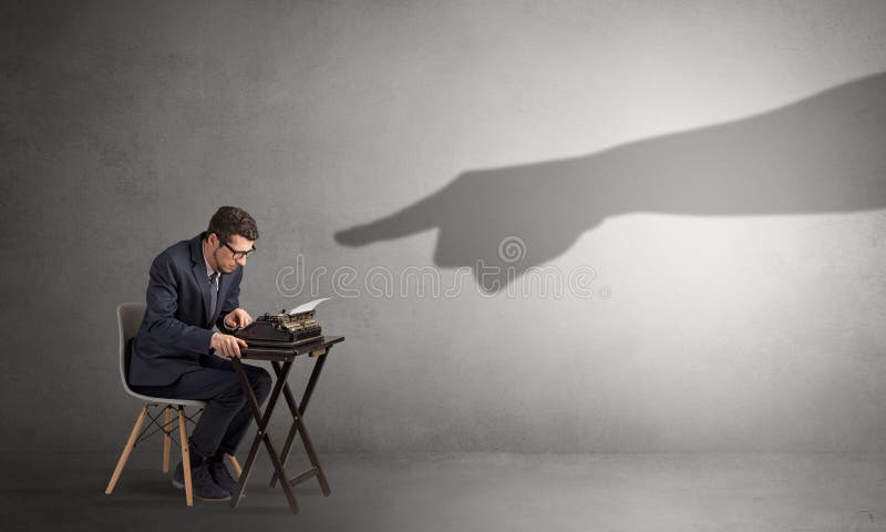 Shadow Hands Pointing at a Small Worker Stock Image - Image of manage ...