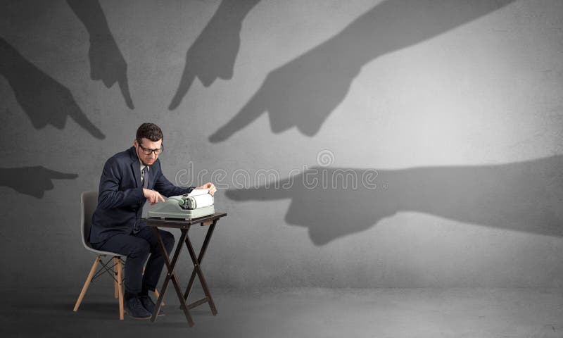 Shadow Hands Pointing at a Small Worker Stock Photo - Image of banker ...