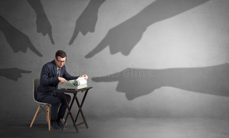 Shadow Hands Pointing at a Small Worker Stock Photo - Image of banker ...