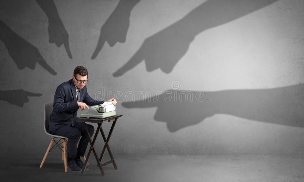 Shadow Hands Pointing at a Small Worker Stock Photo - Image of banker ...