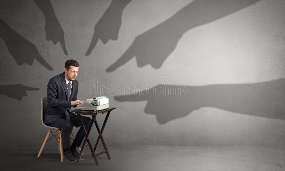 Shadow Hands Pointing at a Small Worker Stock Image - Image of hard ...