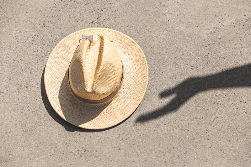 Shadow of Hand Touching Real Straw Hat Stock Image - Image of real ...