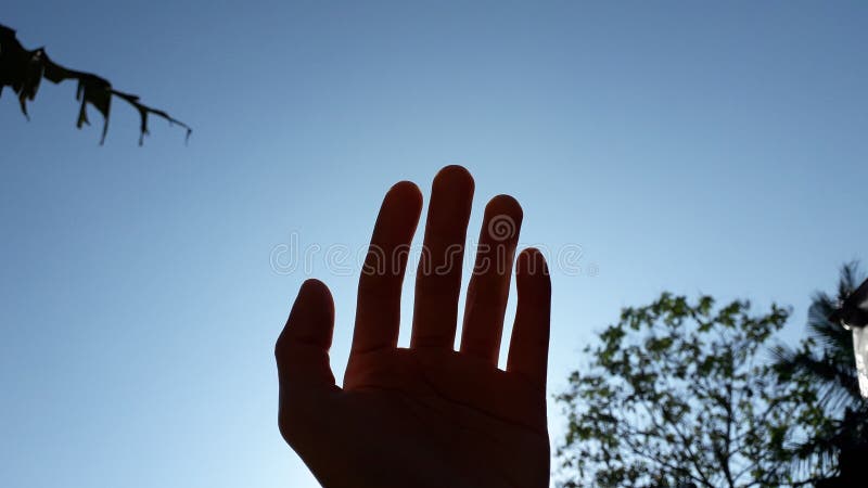 The Shadow of Hand Under the Sky Stock Photo - Image of presentation ...