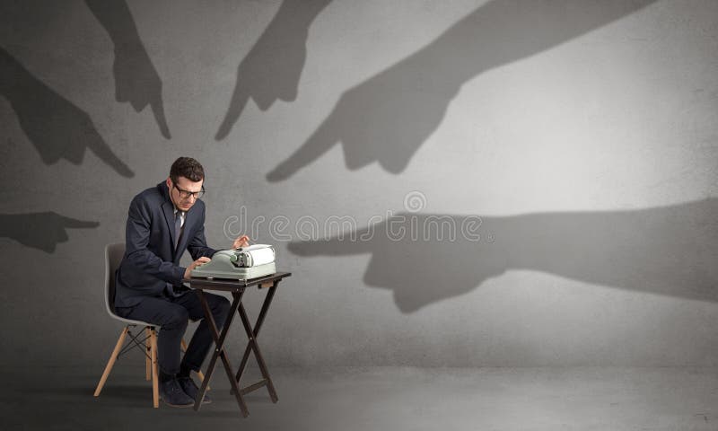 Shadow Hands Pointing at a Small Worker Stock Photo - Image of ...