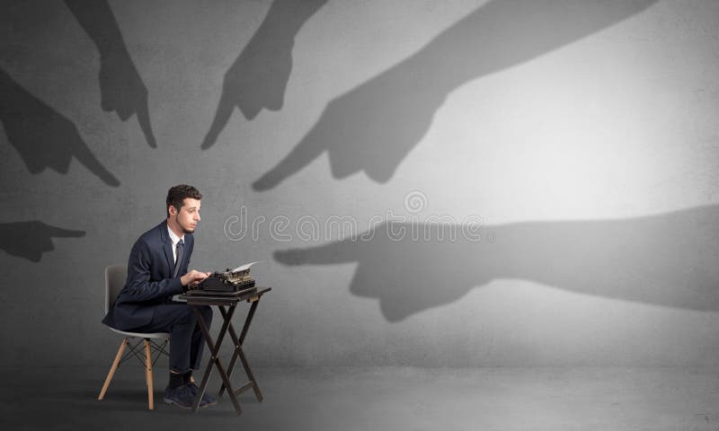 Shadow Hands Pointing at a Small Worker Stock Photo - Image of banker ...