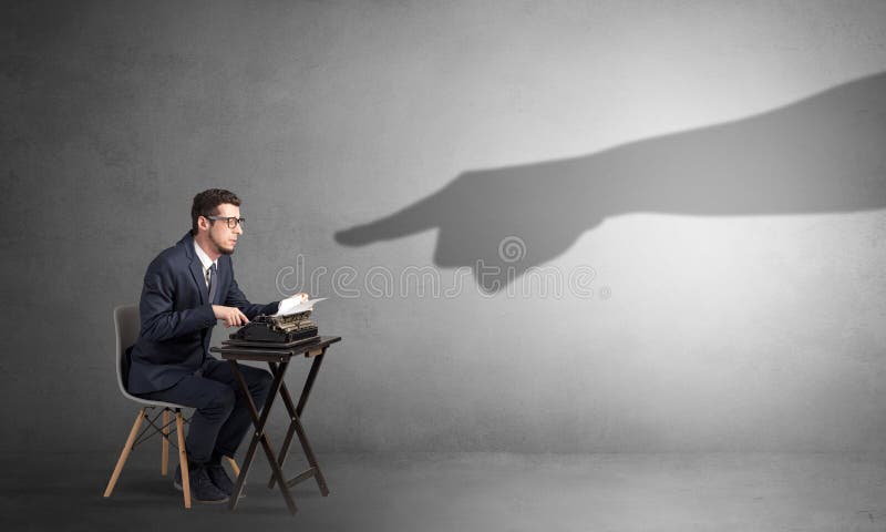 Shadow Hands Pointing at a Small Worker Stock Image - Image of concept ...