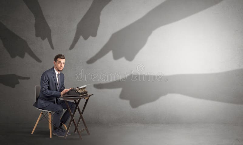 Shadow Hands Pointing at a Small Worker Stock Image - Image of concept ...