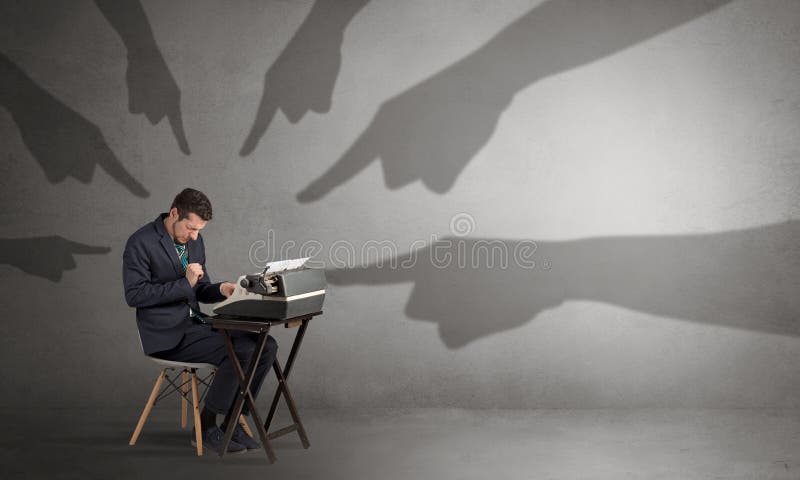 Shadow Hands Pointing at a Small Worker Stock Photo - Image of ...