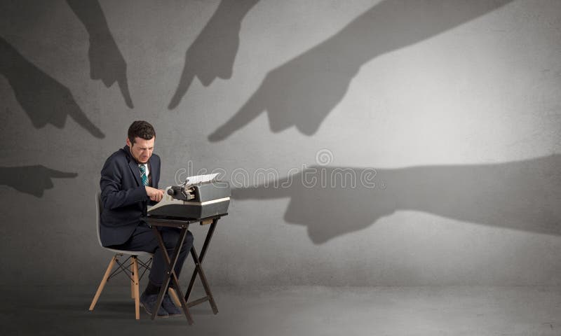 Shadow Hands Pointing at a Small Worker Stock Photo - Image of concept ...