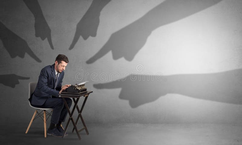Shadow Hands Pointing at a Small Worker Stock Image - Image of dictate ...