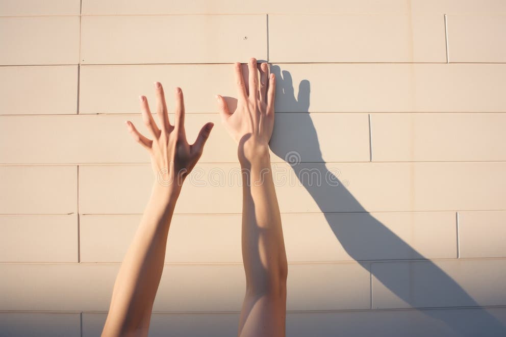 Shadow of Hands Reaching Out on a Plain Wall Stock Illustration ...