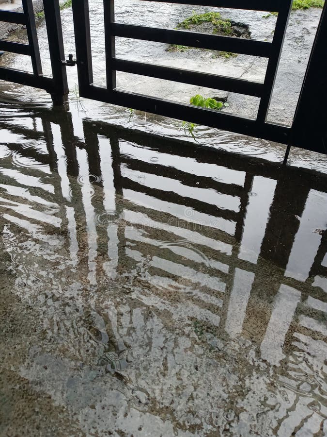 Shadow from Home Gate in Raining Day Stock Image - Image of raining ...