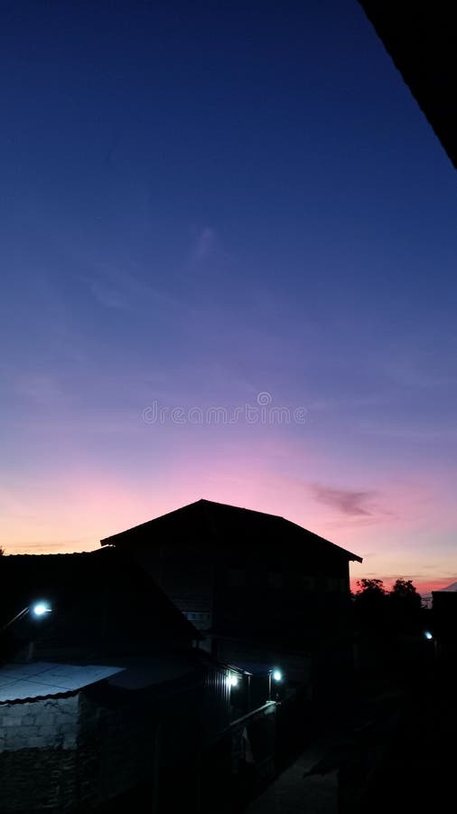 The Shadow of the House with a Very Beautiful Sky Background Stock ...