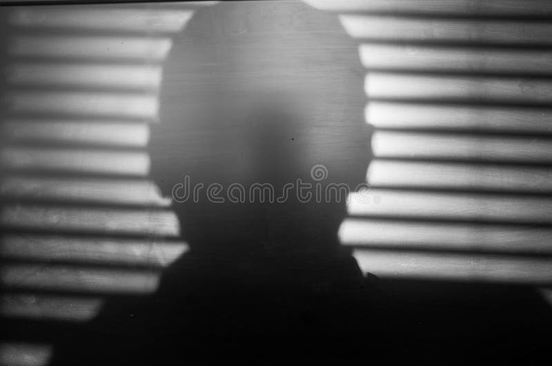 Shadow of a Human Head. Black Stripes in the Background Stock Image ...