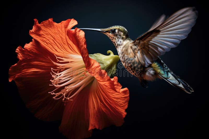 Shadow of a Hummingbird on a Blooming Flower Stock Photo - Image of ...