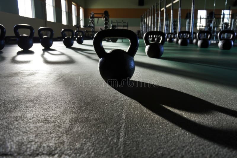 Shadow of Kettlebells on the Gym Floor Stock Photo - Image of health ...