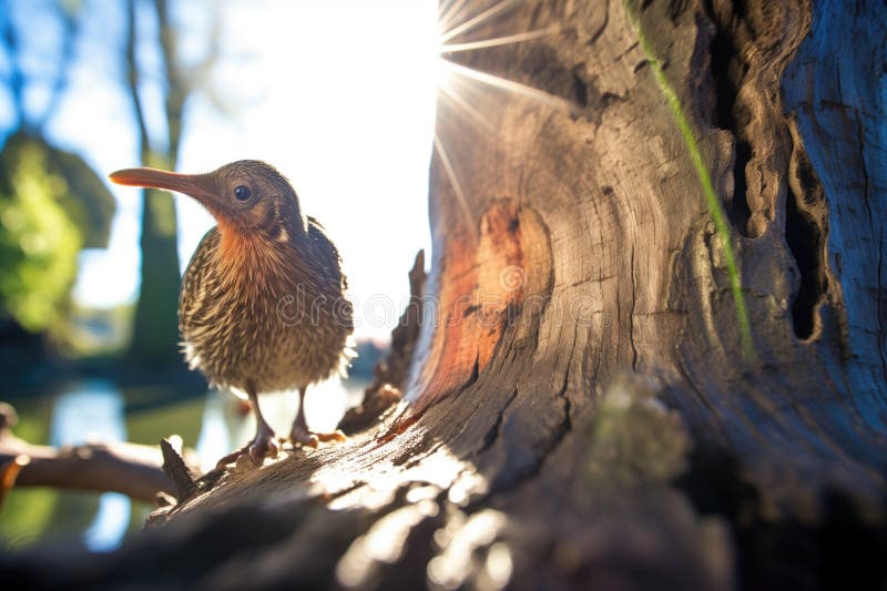 Shadow of Kiwi Bird on Tree Trunk Stock Image - Image of conservation ...