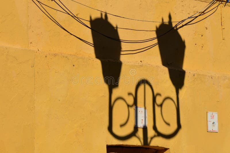 Shadow from a Lantern on a Wall Stock Photo - Image of wall, decoration ...