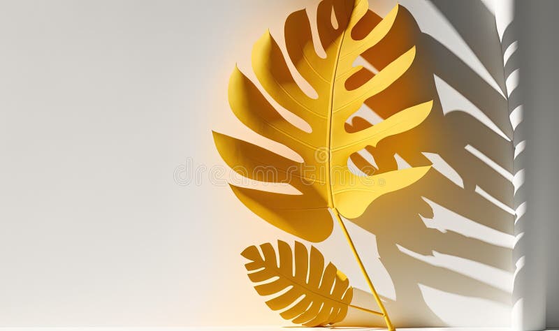 A Shadow of a Leaf on a White Wall with a Shadow of a Plant Stock ...