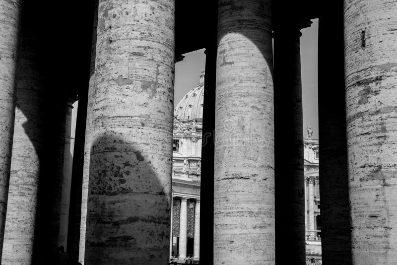 Shadow and Light in Tall Stone Columns Close Stock Image - Image of ...