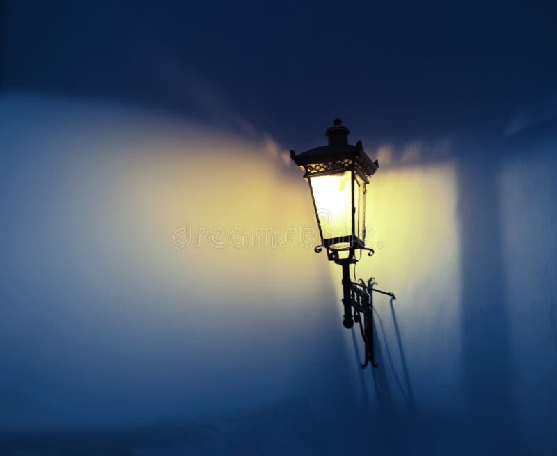 The Shadow of the Streetlight on the Facade Stock Photo - Image of ...