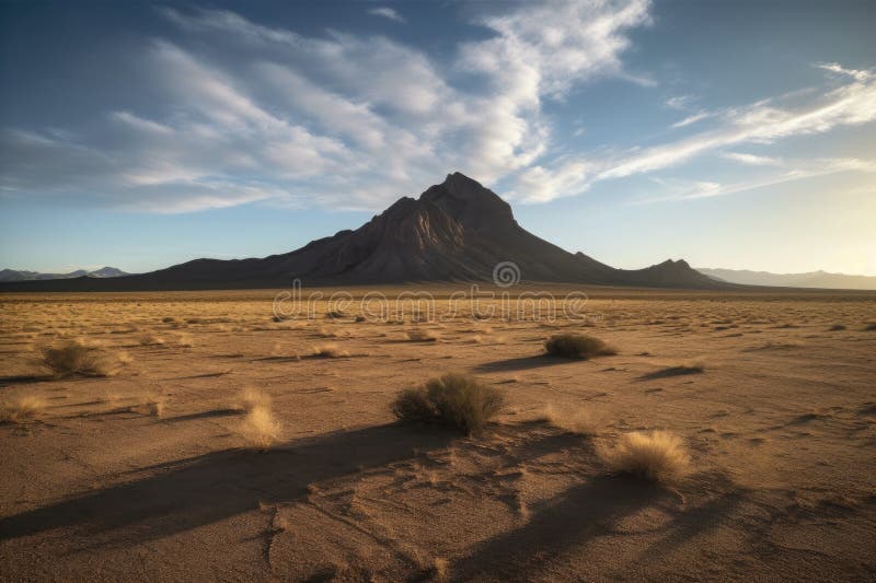 Shadow of a Lone Peak on a Desert Landscape Stock Illustration ...