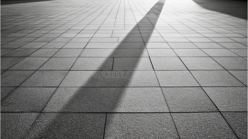 Shadow of a Long, Thin Object on a Tiled Floor. Stock Photo - Image of ...
