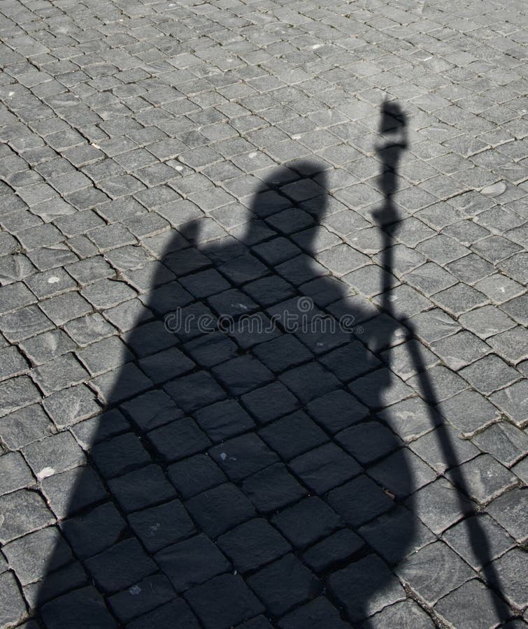 Shadow Man, Abstract Black-and-white Image of Shadow on Cobblestones ...