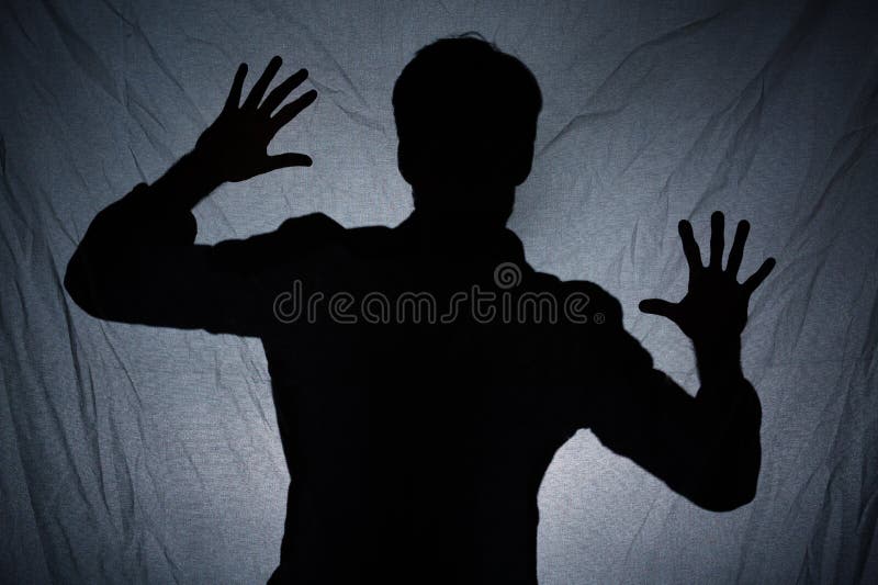 Shadow of Man Behind Dark Fabric Stock Photo - Image of nightmare ...