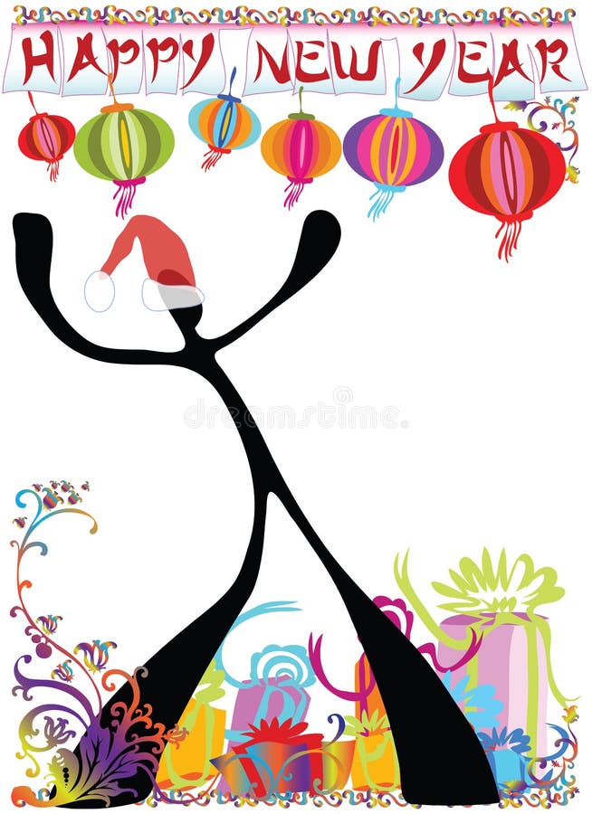 Shadow Man Cartoon Happy New Year Stock Vector - Illustration of ...
