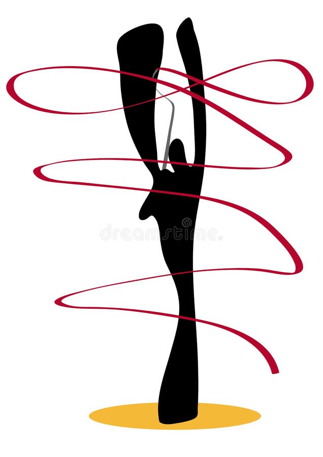 Shadow Man Cartoon Gymnastic with Ribbon. Stock Vector - Illustration ...