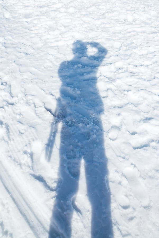 Shadow of the Man while Photography on the Snow Stock Image - Image of ...