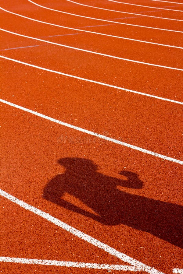 Shadow of Man on Red Running Track. Sport Concept Stock Photo - Image ...