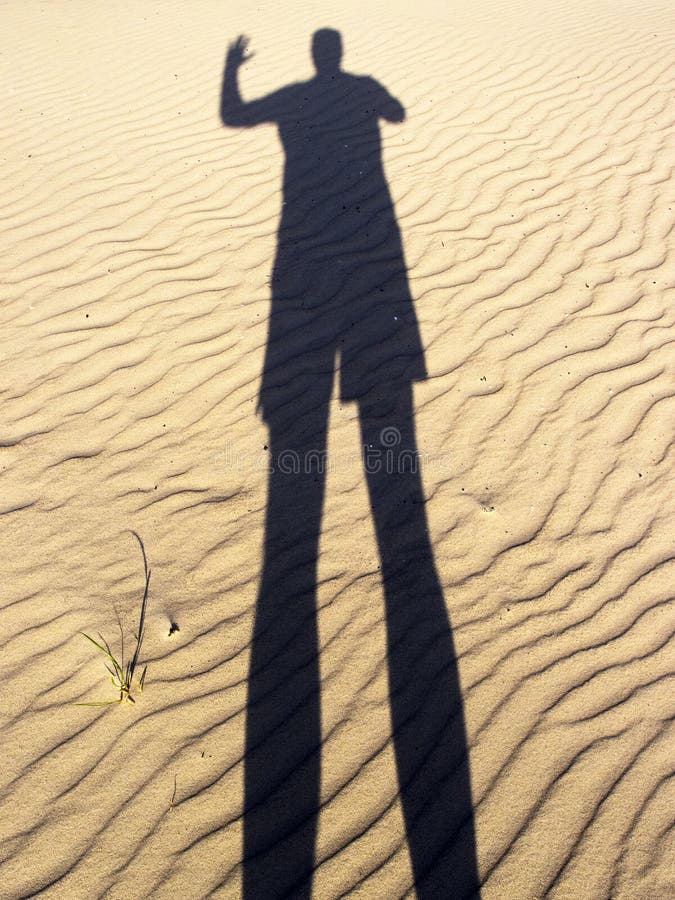 Long Shadow Of Man Standing On The Sandy Beach Stock Photo - Image of ...