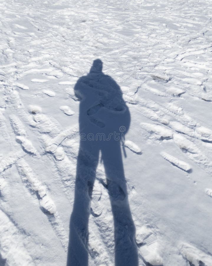 Shadow of a Man on the Snow Stock Image - Image of footprint, travel ...