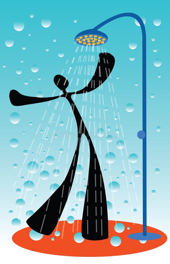 Shadow man take a shower stock vector. Illustration of restroom - 15650036
