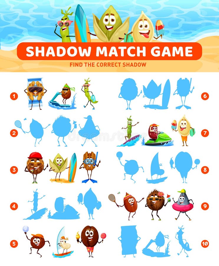 Shadow Match Game with Funny Monster Characters Stock Illustration ...