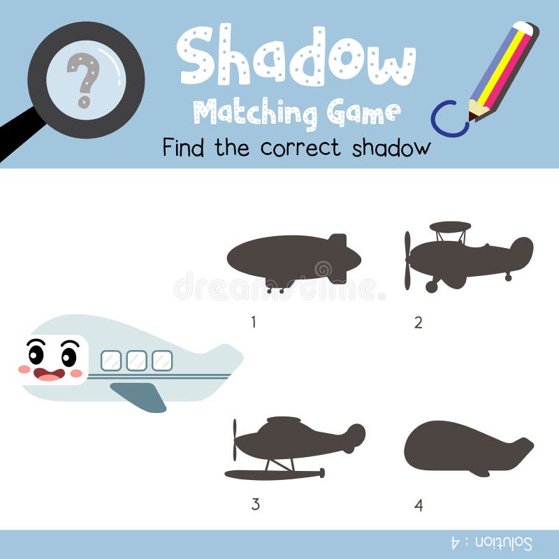 Shadow Matching Game Airplane Side View Vector Illustration Stock ...
