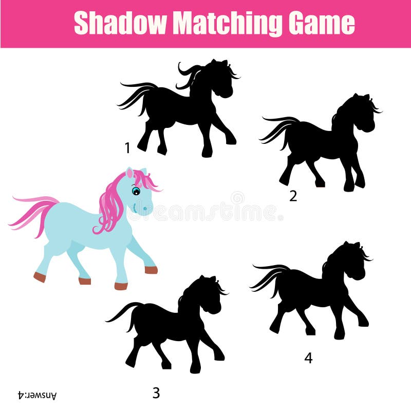 Shadow Matching Game with Animals Theme, Kids Activity, Worksheet Stock ...