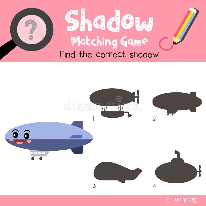 Shadow Matching Game Blimp Side View Vector Illustration Stock Vector ...