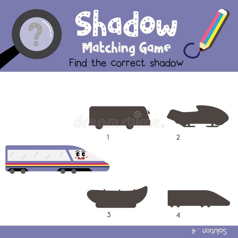 Shadow Matching Game Bullet Train Side View Vector Illustration Stock ...