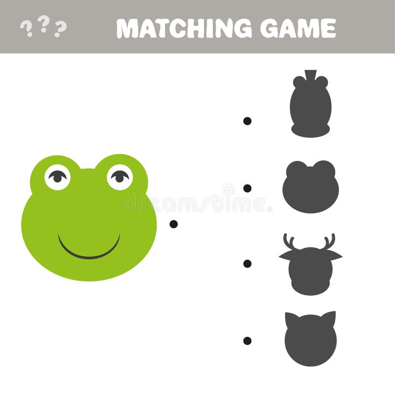 Shadow Matching Game. Frog - Find the Correct Shadow, Educational Kid ...