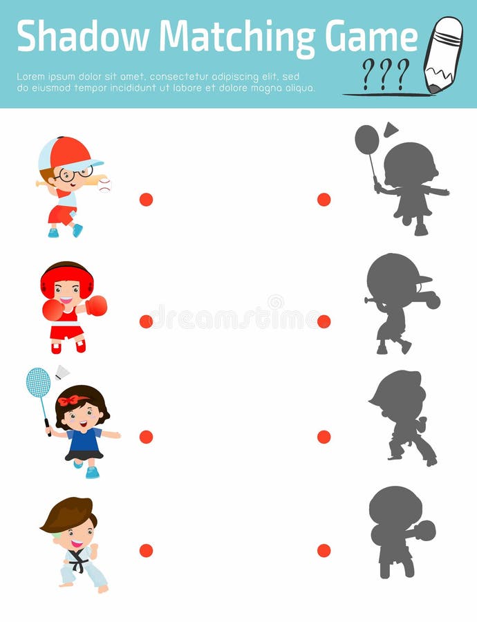 Shadow Matching Game For Kids, Visual Game For Kid. Connect The Dots ...