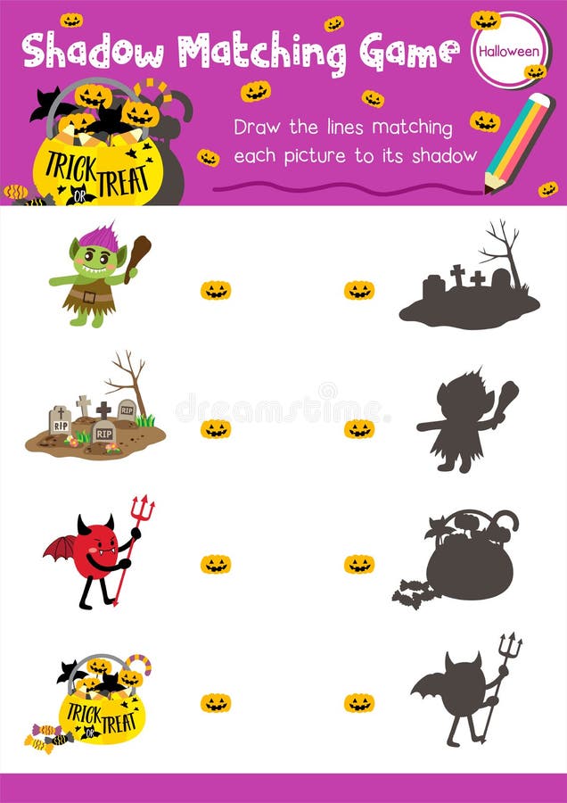 Shadow Matching Game Insect Bug Animal Stock Vector - Illustration of ...