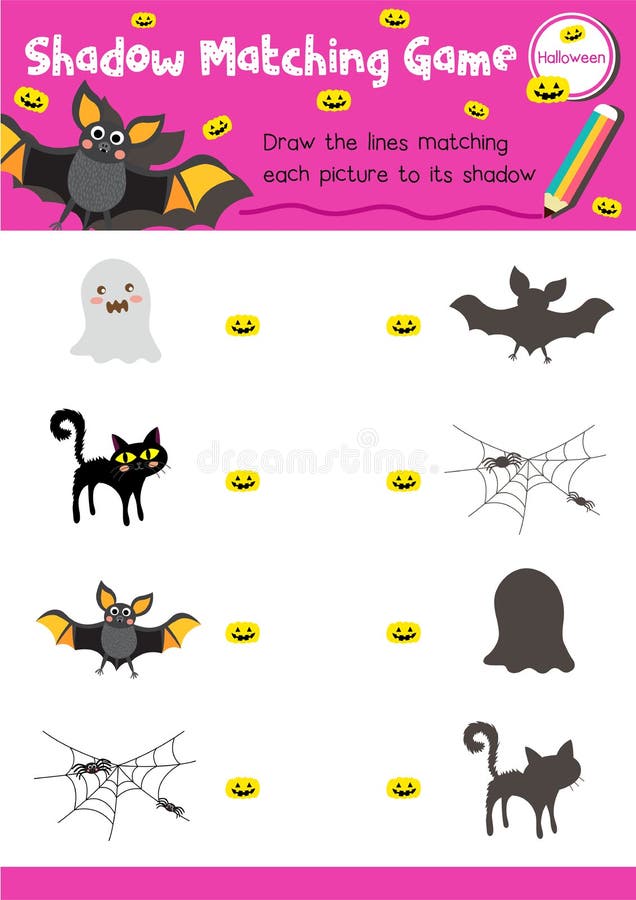Shadow Matching Game Insect Bug Animal Stock Vector - Illustration of ...