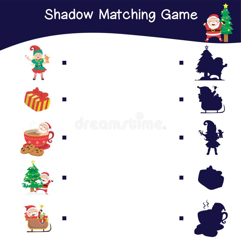 Shadow Matching Game Worksheet Stock Vector - Illustration of printable ...